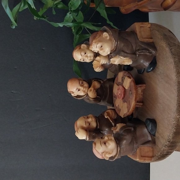 SIRVES | Accents | Resin Figurines 5 Monks Playing Cards Around Table ...